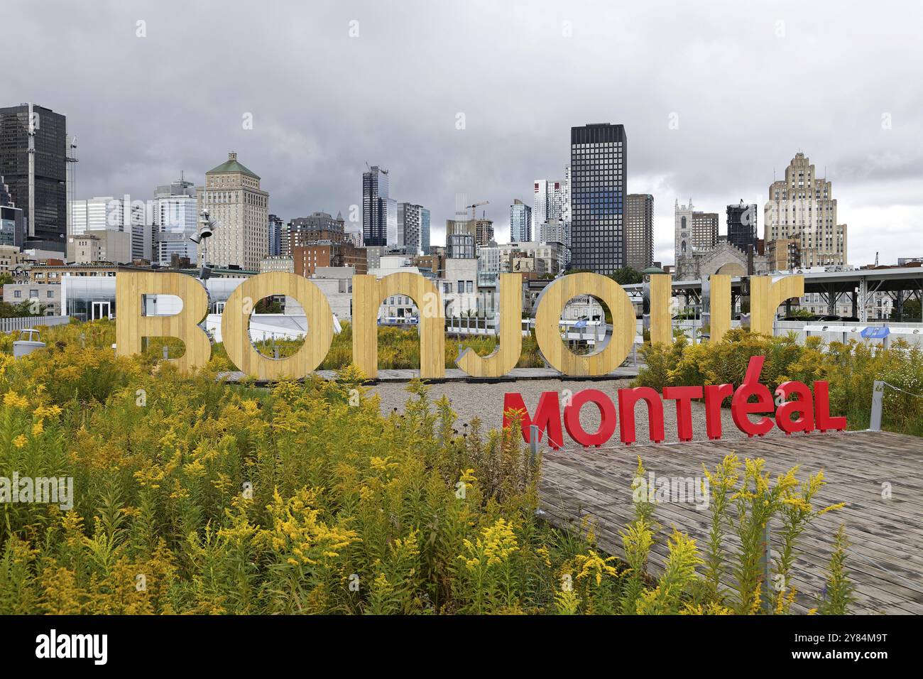 At the Cruise Ship Terminal with view on the city, Montreal, Province ...
