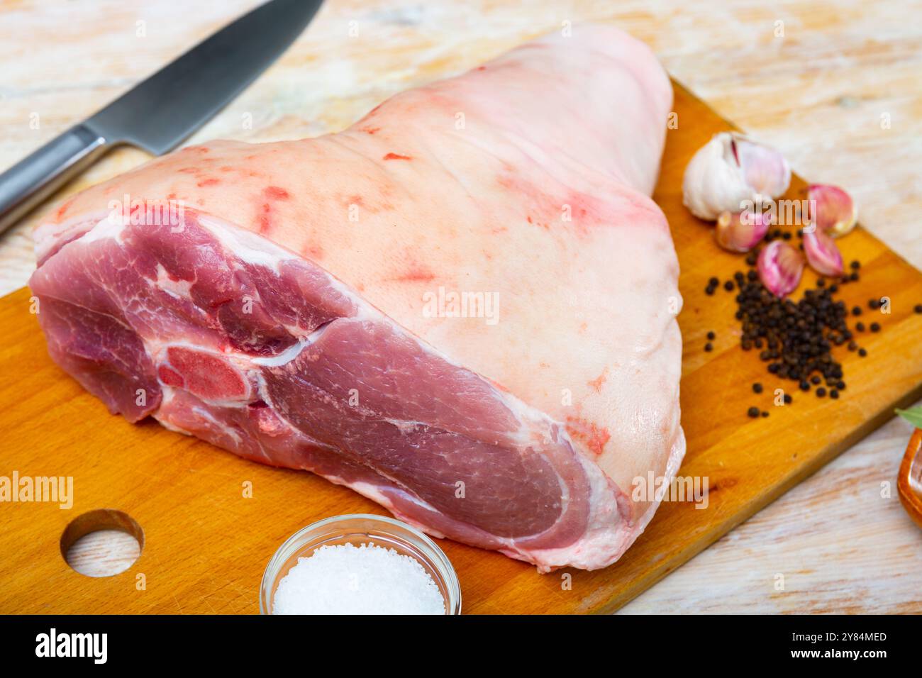 View of a fresh pork ham Stock Photo - Alamy