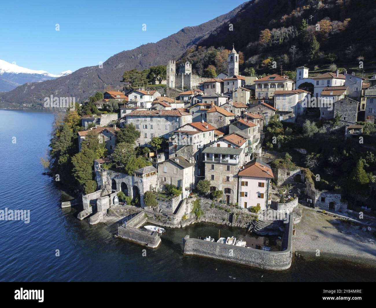 Aerial view of Corenno Plinio a village on Lake Como Stock Photo - Alamy