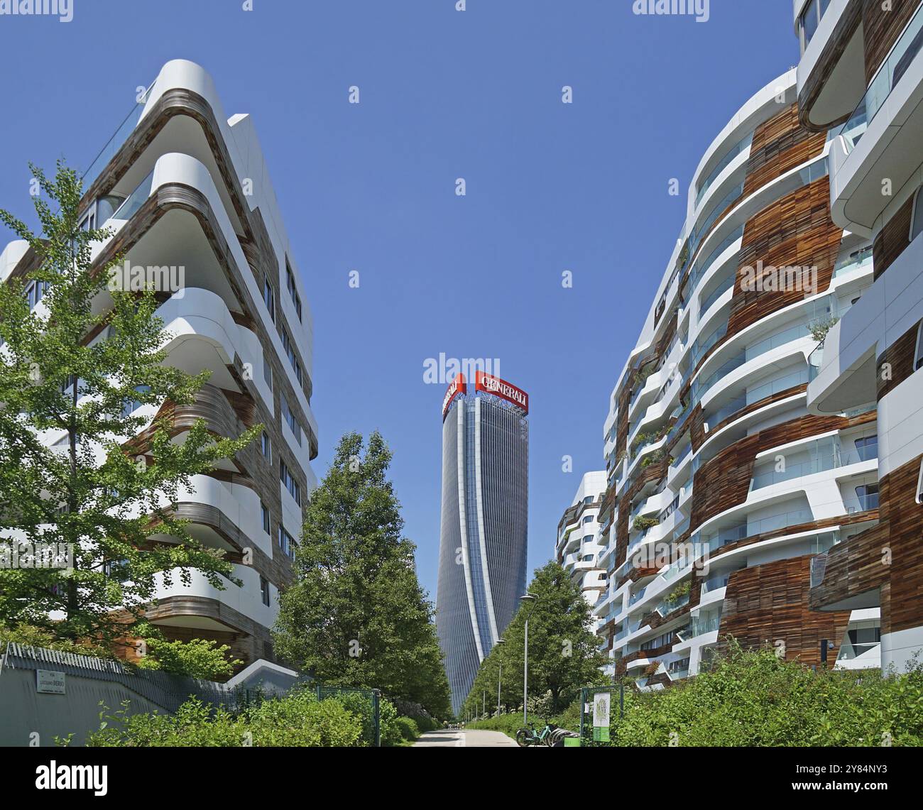 Apartment complex and high-rise Generali Tower or Torre Generali or Lo ...