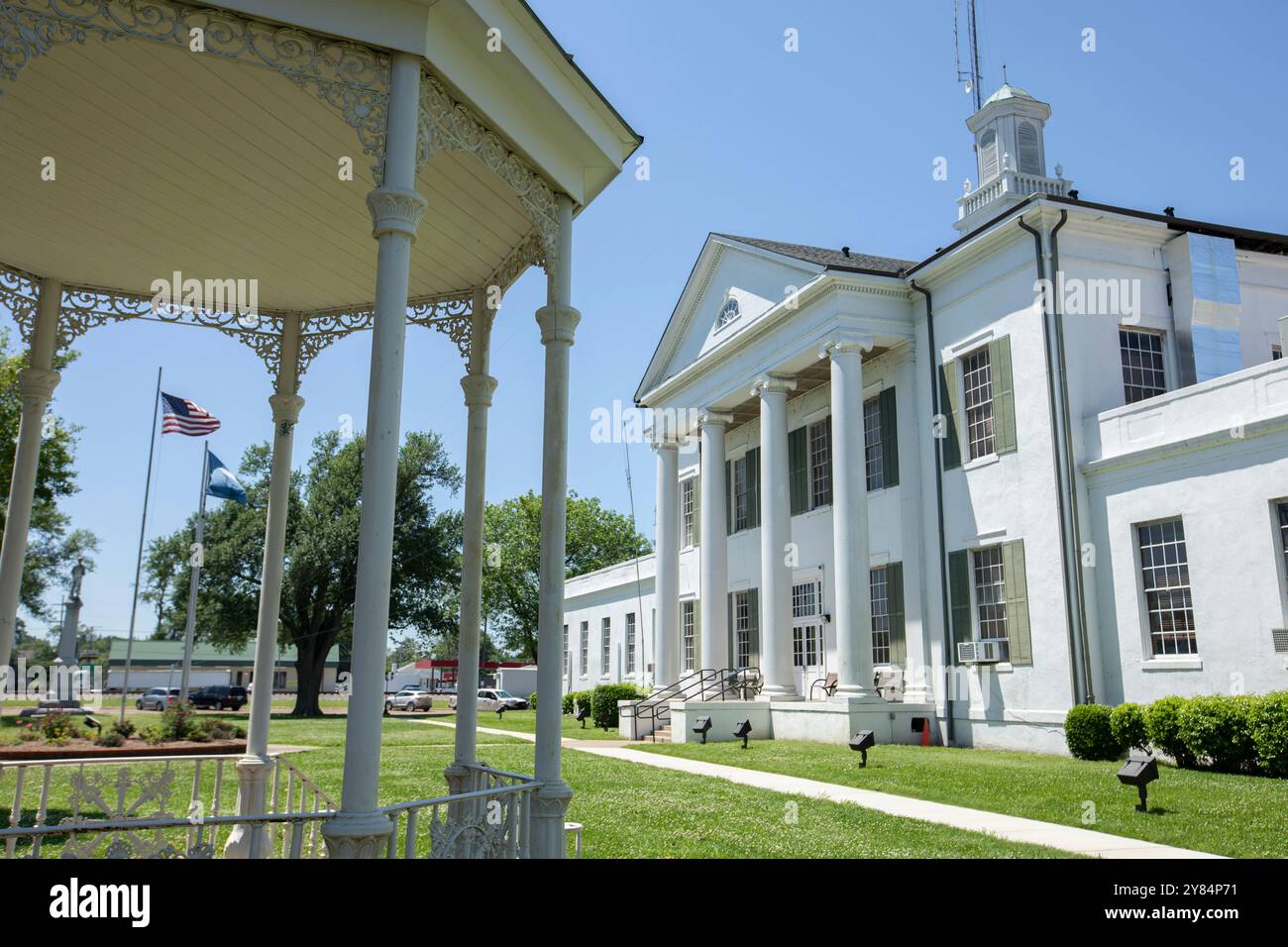 Tallulah, Louisiana, USA - April 23, 2024: Afternoon sun shines on the ...