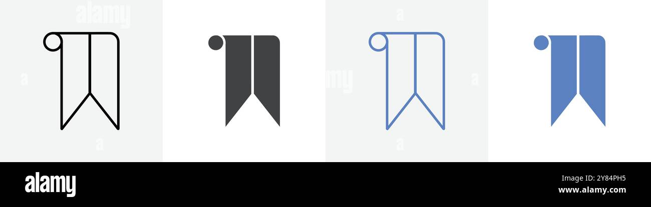 book mark icon linear thin line icon graphics set black and white Stock ...