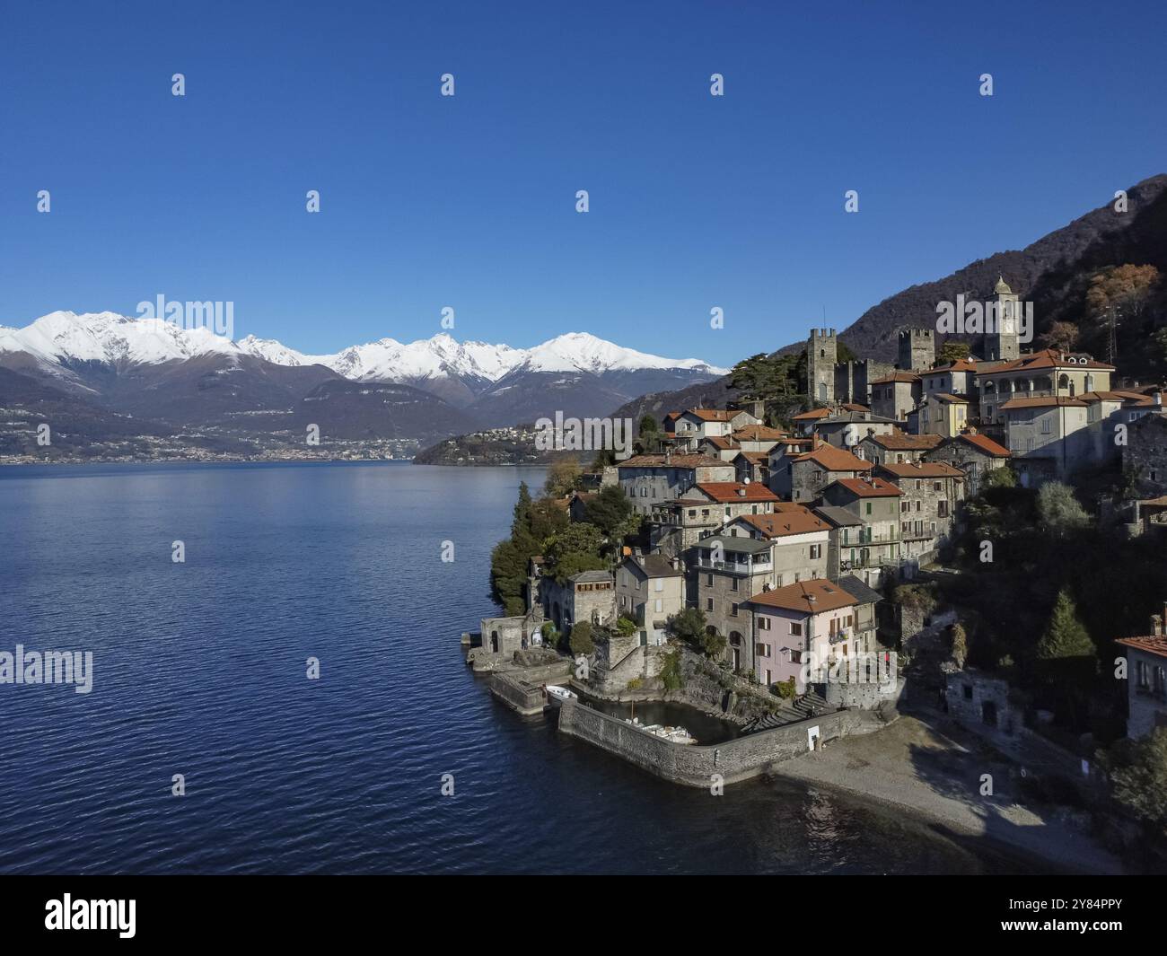 Aerial view of Corenno Plinio a village on Lake Como Stock Photo - Alamy
