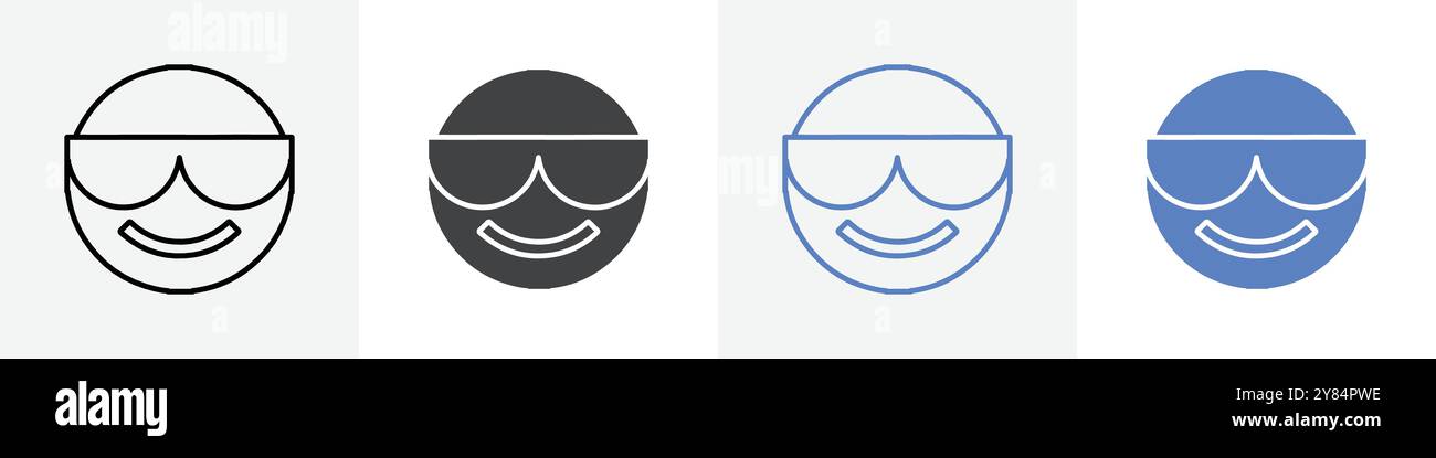 cool emoji icon linear thin line icon graphics set black and white Stock Vector Image & Art - Alamy
