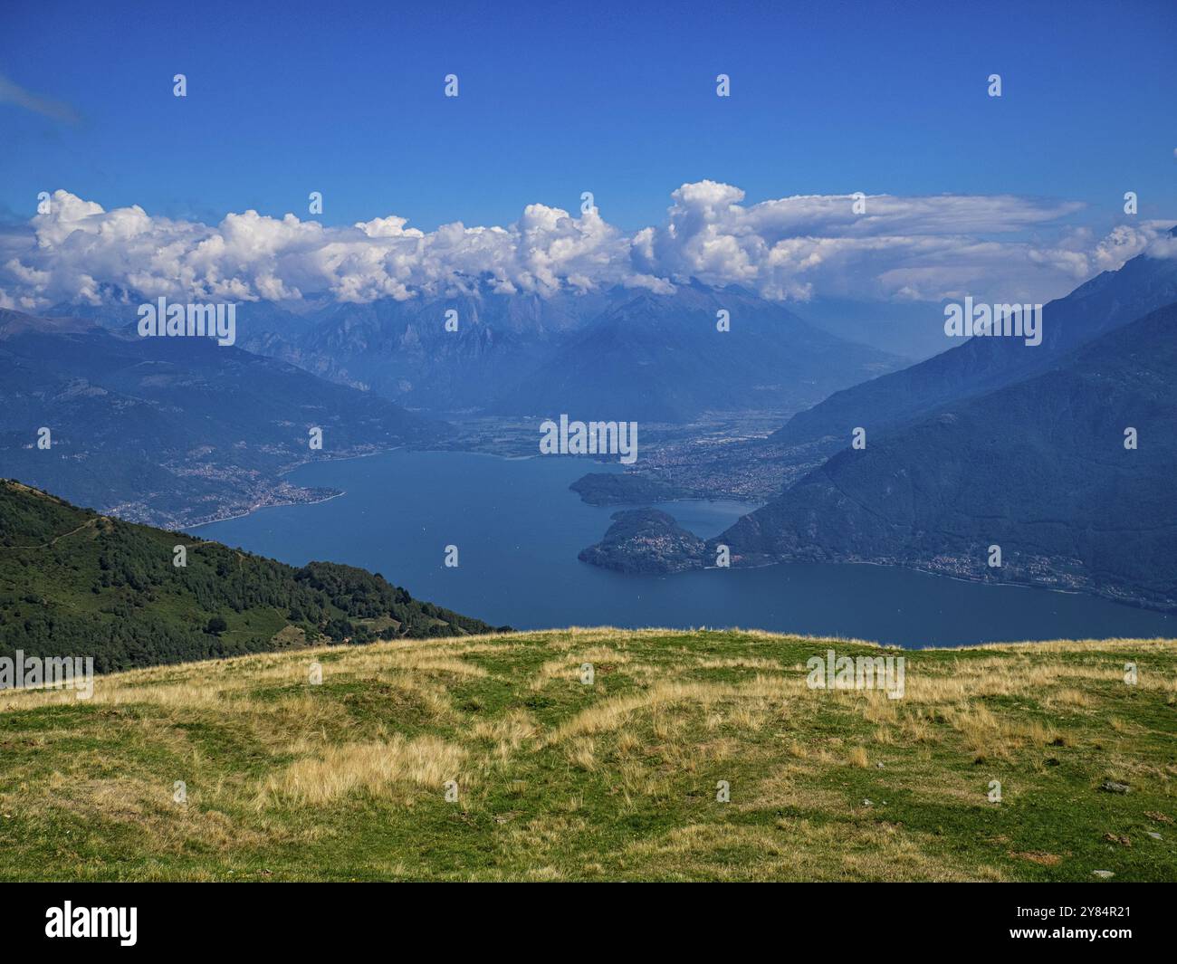 View of Lake Como and Valtellina from Bregnano mountain Stock Photo - Alamy