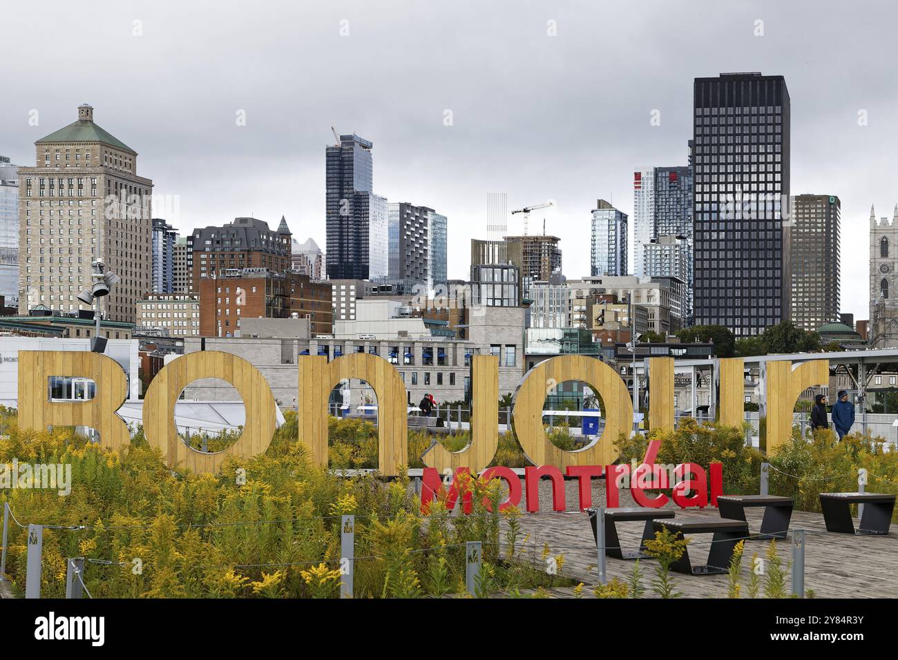 At the Cruise Ship Terminal with view on the city, Montreal, Province ...