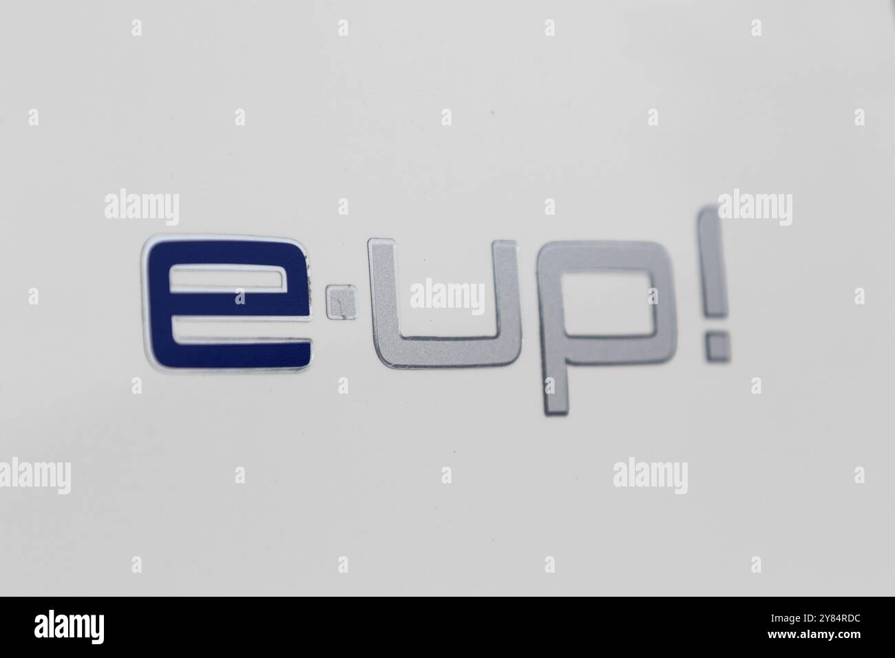 Mobility, close-up, E.UP lettering on a VW Volkswagen electric vehicle ...
