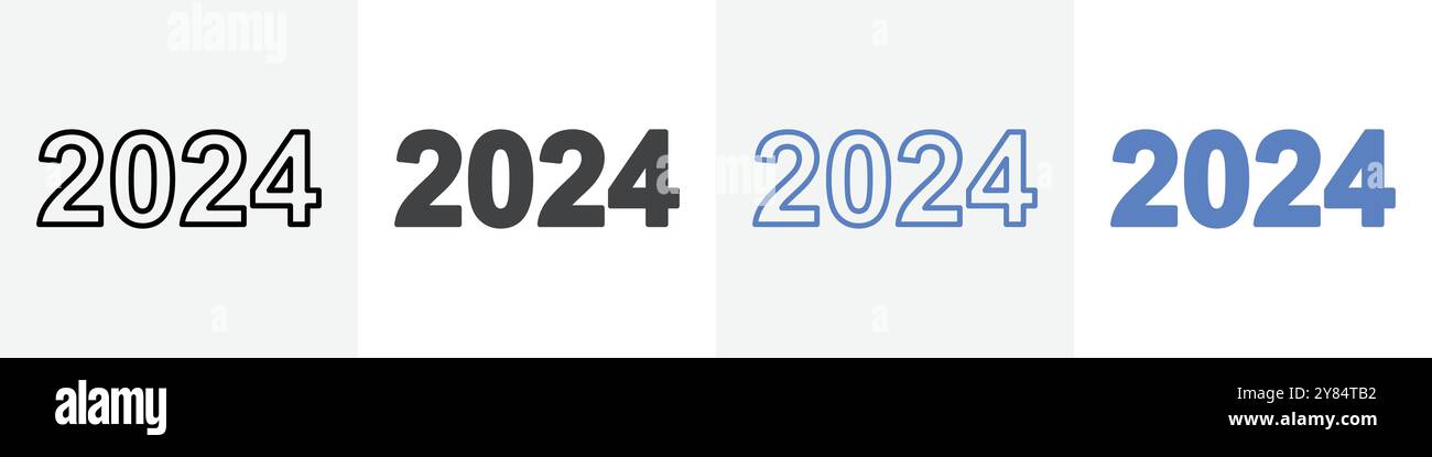 2024 icon linear thin line icon graphics set black and white Stock ...