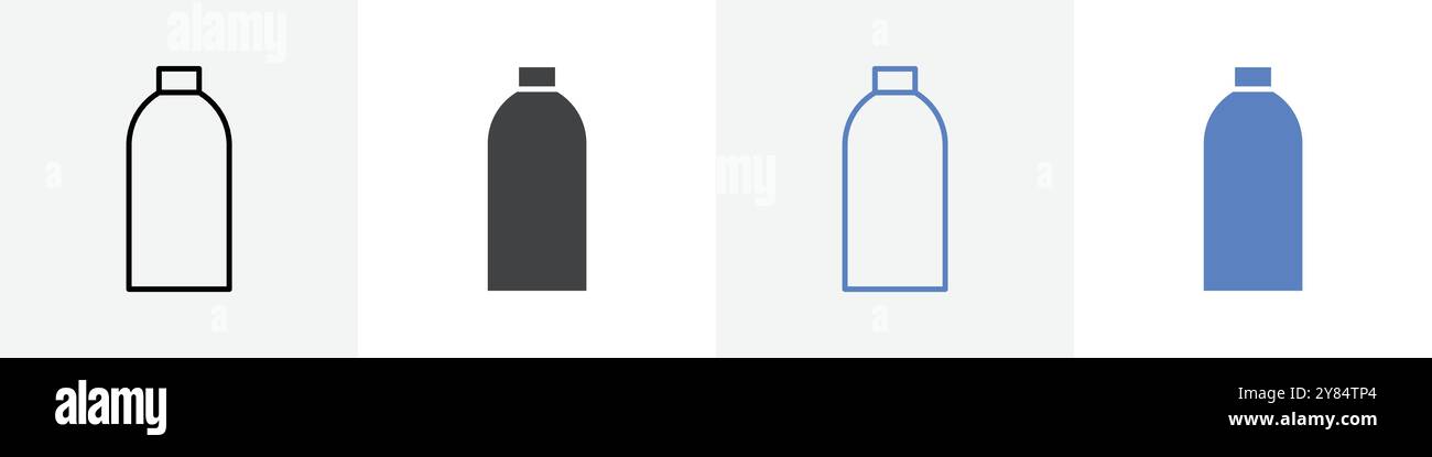 Bottle icon linear thin line icon graphics set black and white Stock ...