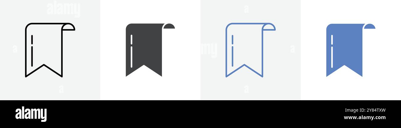 book mark icon linear thin line icon graphics set black and white Stock ...