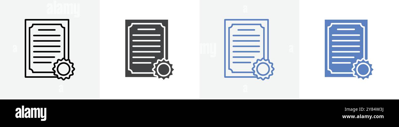 certificate icon linear thin line icon graphics set black and white ...