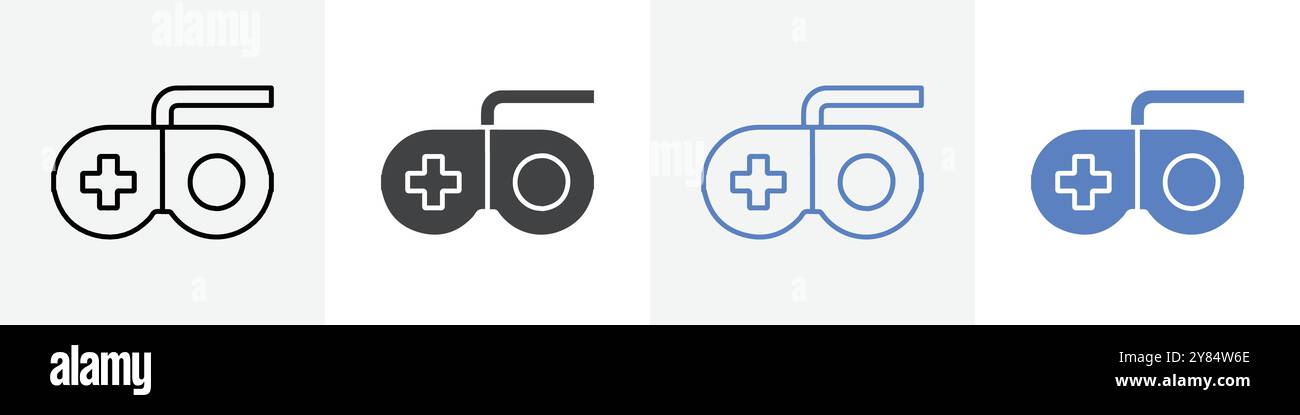 console icon linear thin line icon graphics set black and white Stock ...