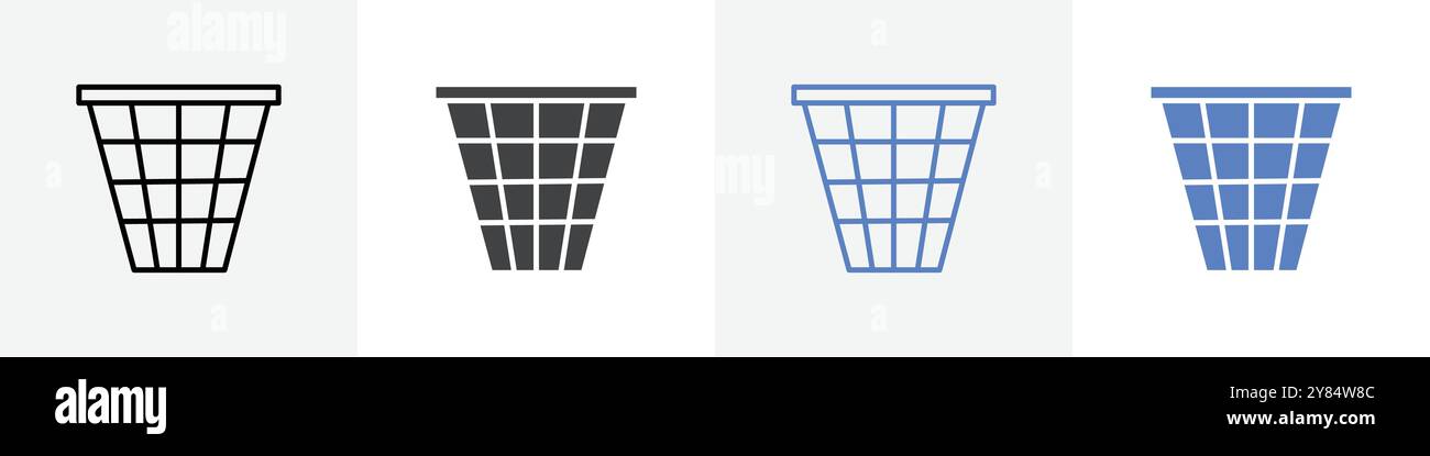 trash can icon linear thin line icon graphics set black and white Stock Vector Image & Art - Alamy