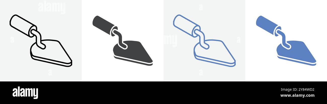 trowel icon linear thin line icon graphics set black and white Stock ...