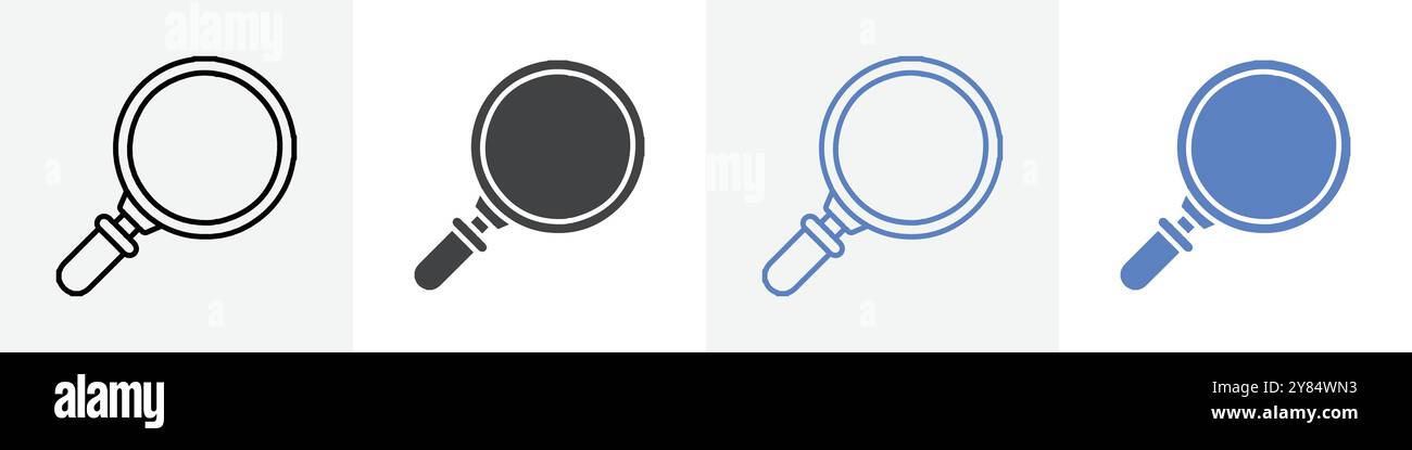 magnify icon linear thin line icon graphics set black and white Stock ...
