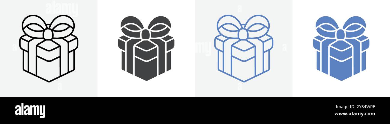 gift icon linear thin line icon graphics set black and white Stock ...