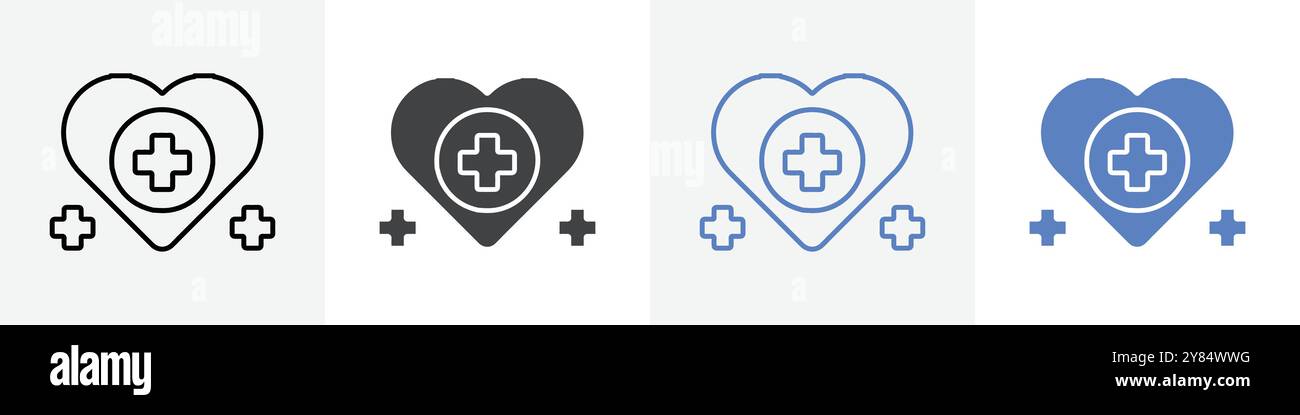health icon linear thin line icon graphics set black and white Stock ...