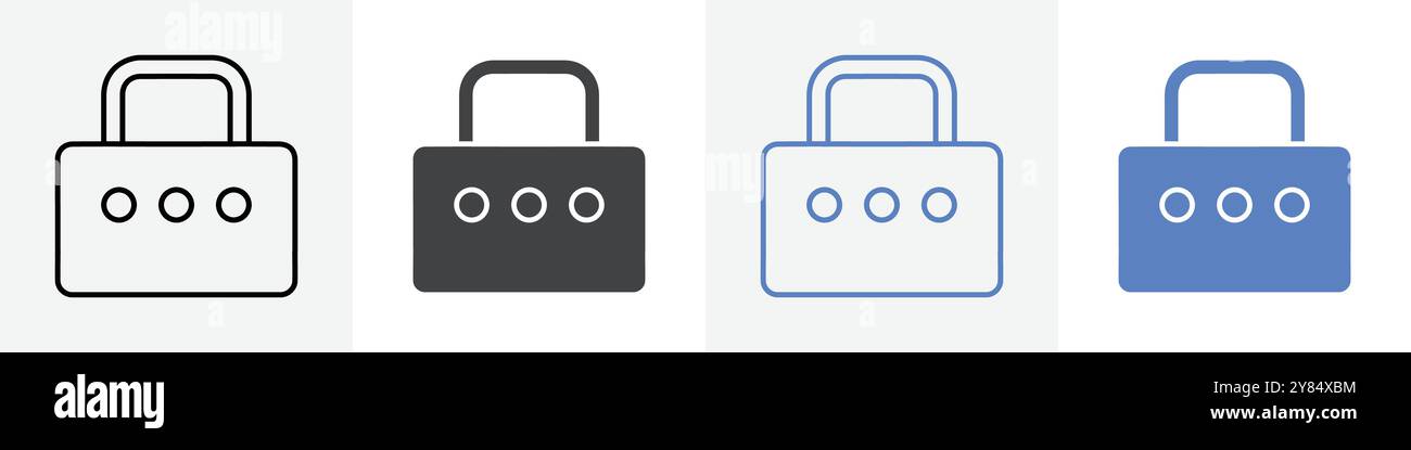 code lock icon linear thin line icon graphics set black and white Stock ...