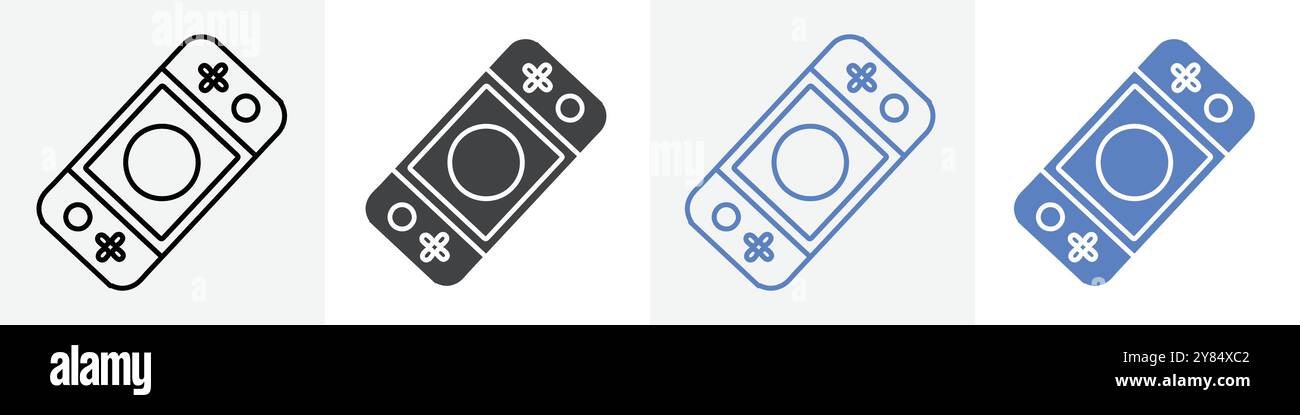 nintendo icon linear thin line icon graphics set black and white Stock ...