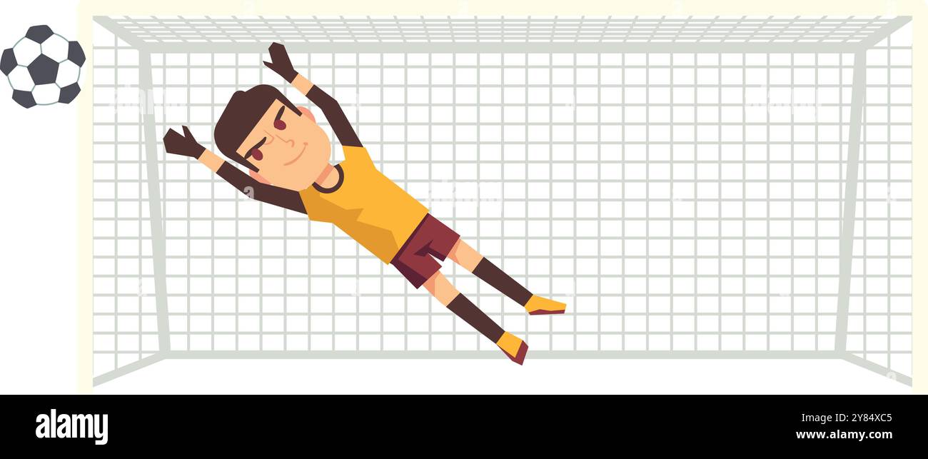 Goalkeeper in football gate with soccer ball. Sport player Stock Vector ...