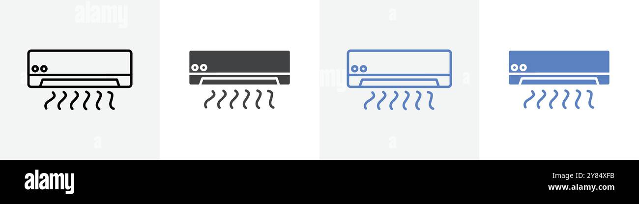 ac icon linear thin line icon graphics set black and white Stock Vector ...