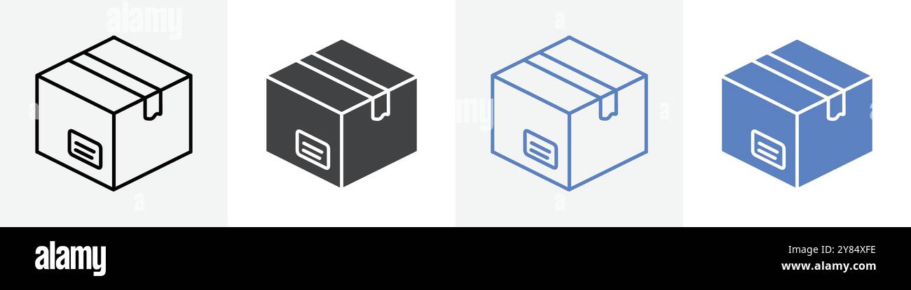 parcel icon linear thin line icon graphics set black and white Stock ...