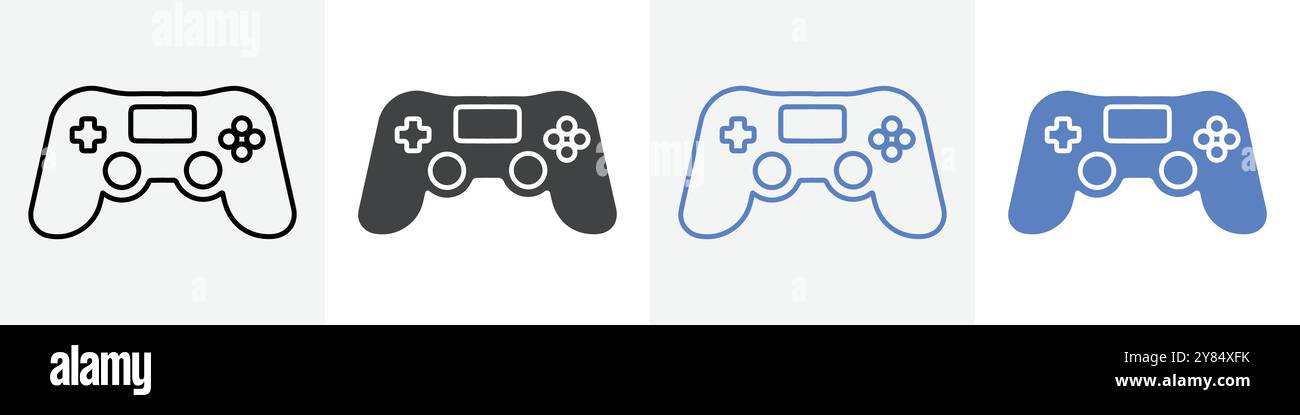 console icon linear thin line icon graphics set black and white Stock ...
