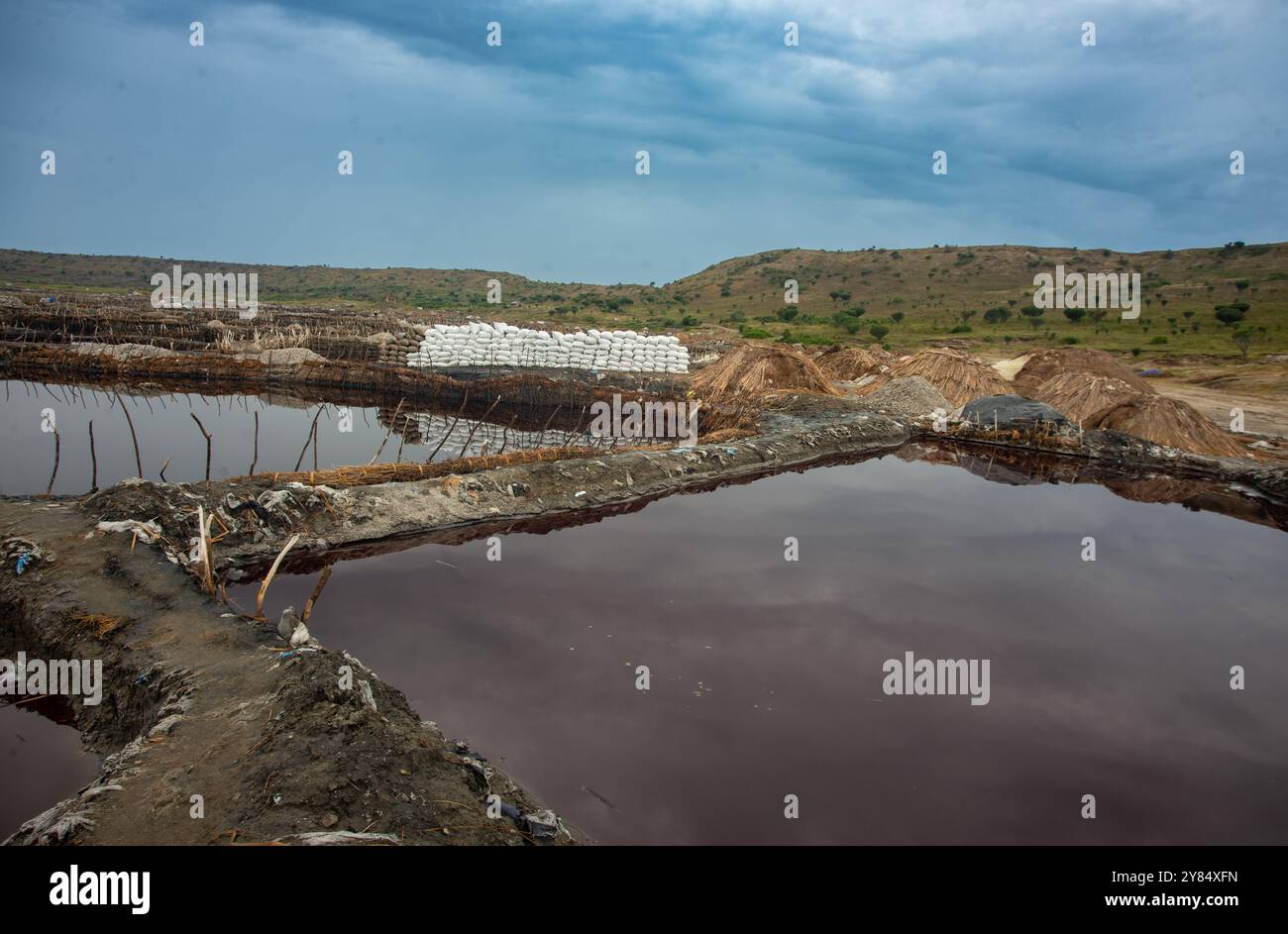 Katwe Salt Lake in Queen Elizabeth National Park - Uganda Stock Photo ...