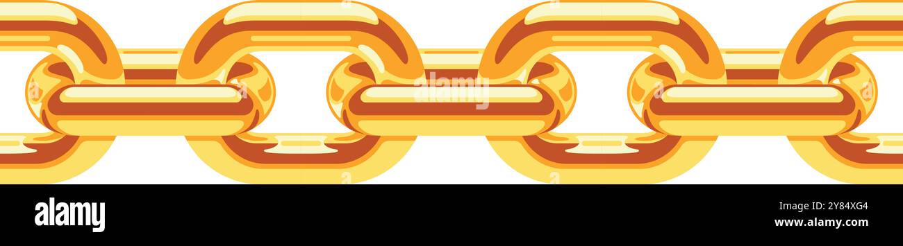 Connected links border. Realistic shiny golden chain Stock Vector Image ...
