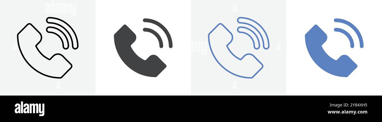phone icon linear thin line icon graphics set black and white Stock ...