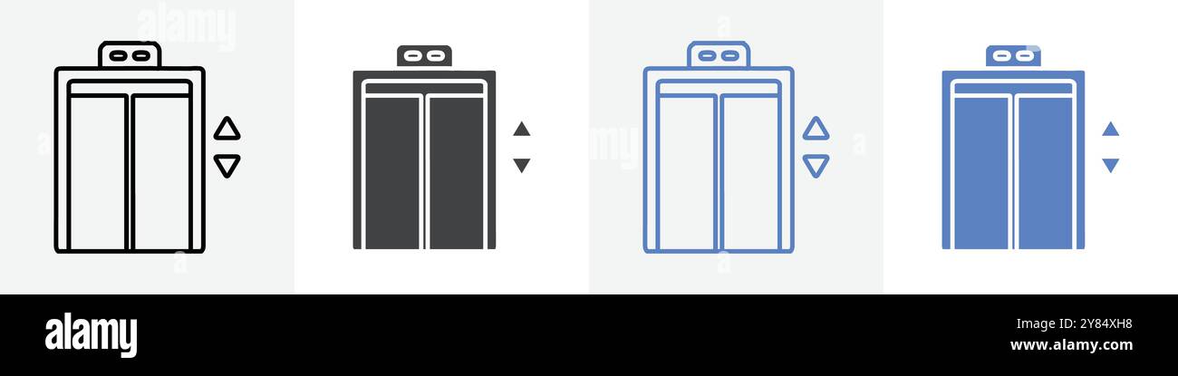 elevator icon linear thin line icon graphics set black and white Stock ...
