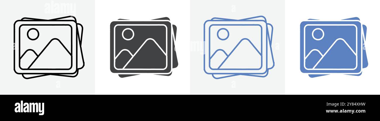 gallery icon linear thin line icon graphics set black and white Stock ...