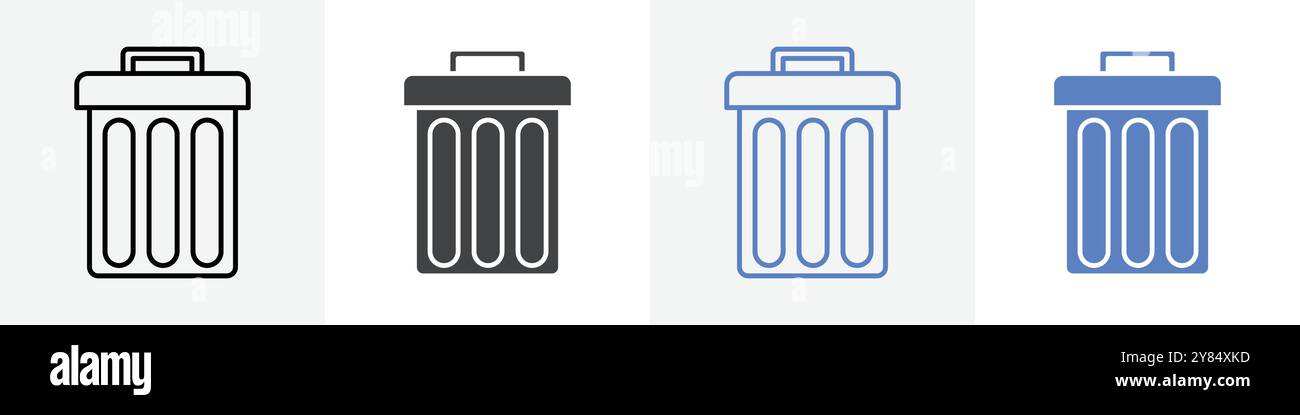 trash can icon linear thin line icon graphics set black and white Stock Vector Image & Art - Alamy