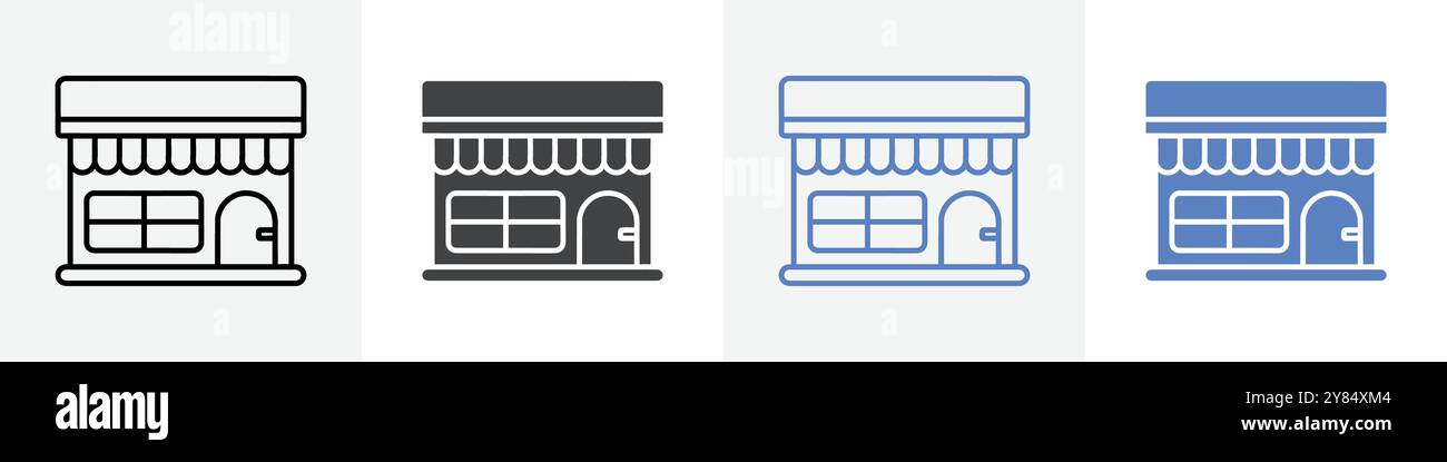 shop icon linear thin line icon graphics set black and white Stock ...
