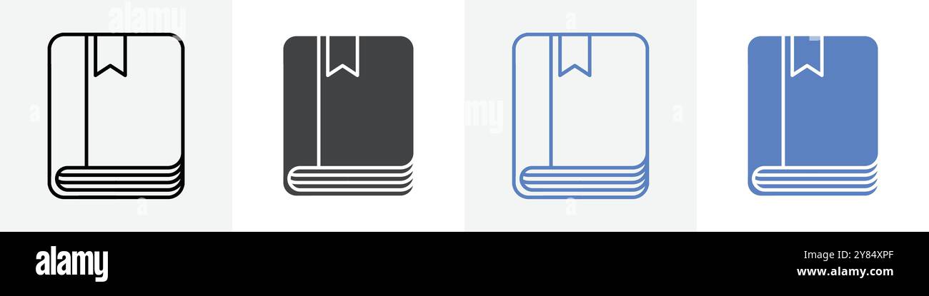 book mark icon linear thin line icon graphics set black and white Stock ...