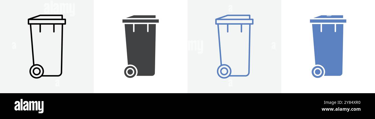 trash can icon linear thin line icon graphics set black and white Stock Vector Image & Art - Alamy