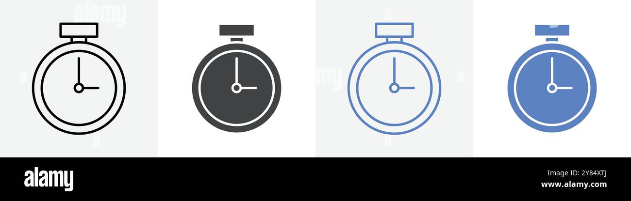 timer icon linear thin line icon graphics set black and white Stock ...