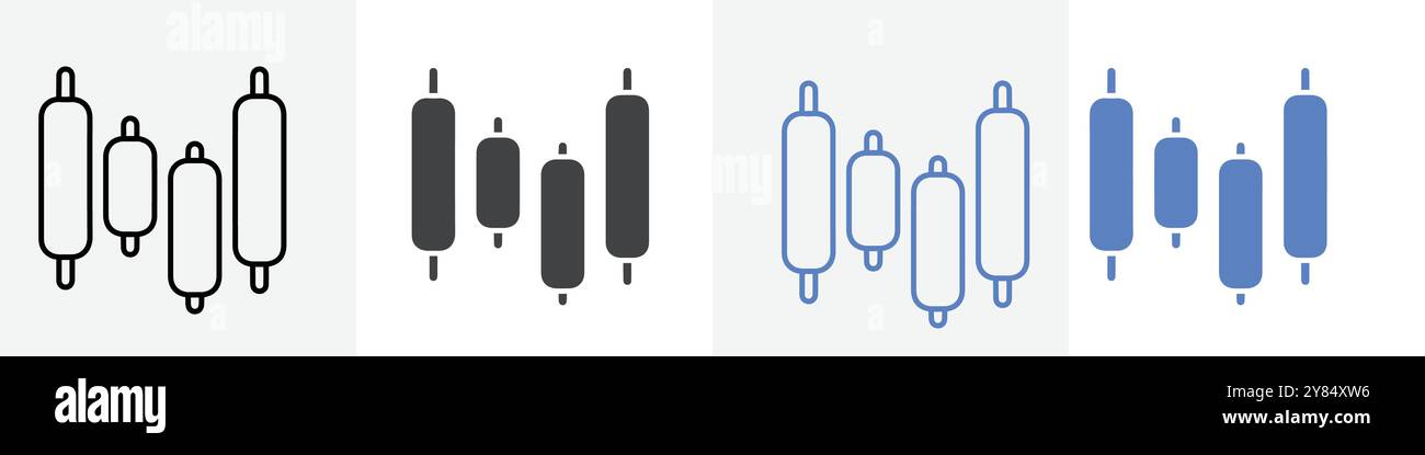 trade candle icon linear thin line icon graphics set black and white ...