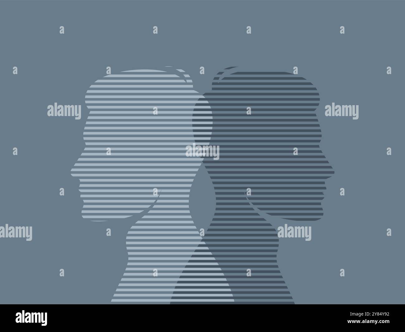 Two striped male silhouettes with their backs to each other. The ...