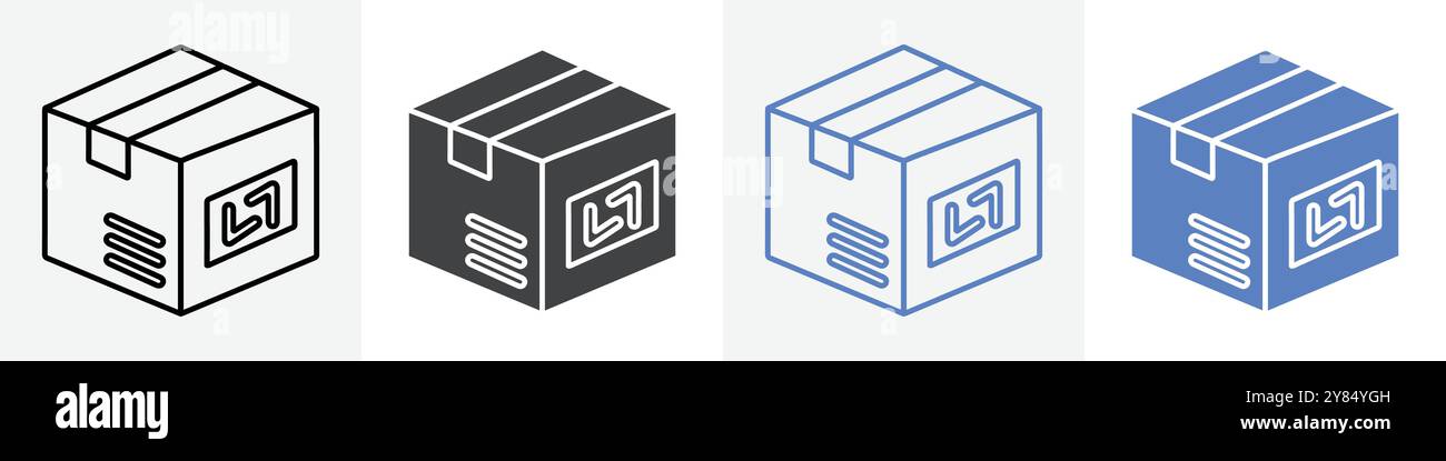 parcel icon linear thin line icon graphics set black and white Stock ...