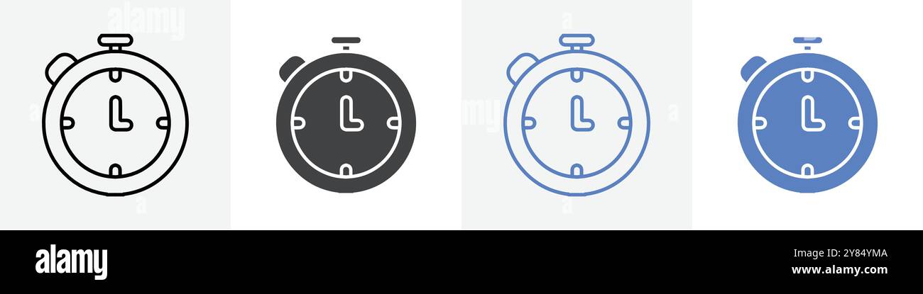timer icon linear thin line icon graphics set black and white Stock ...