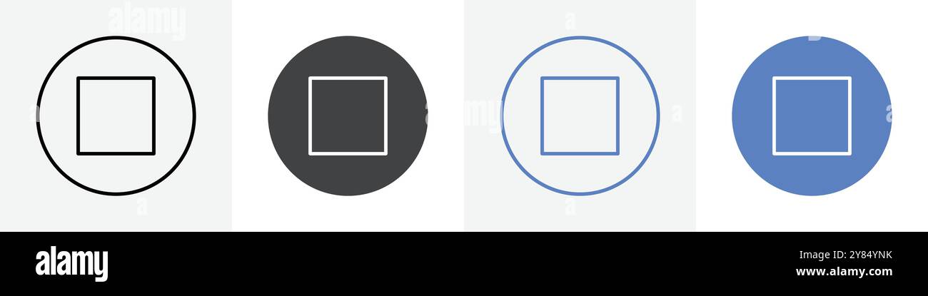stop recording icon linear thin line icon graphics set black and white ...