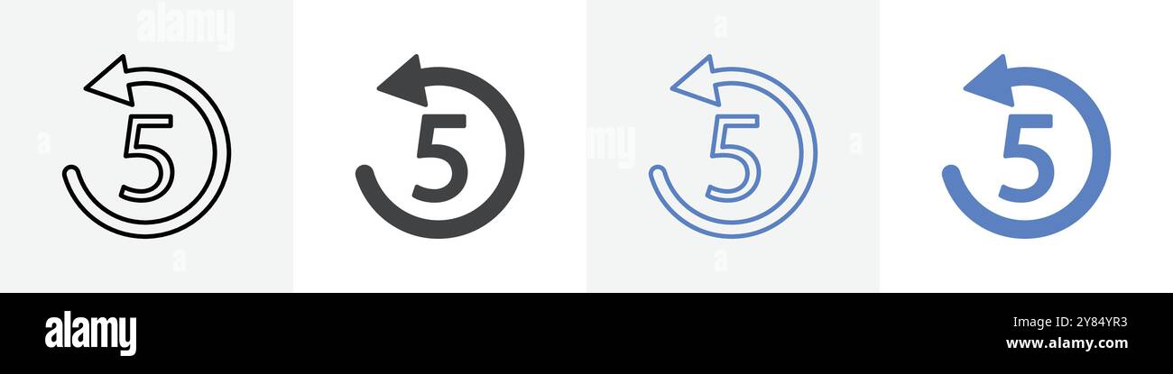 seek 5 sec icon linear thin line icon graphics set black and white ...