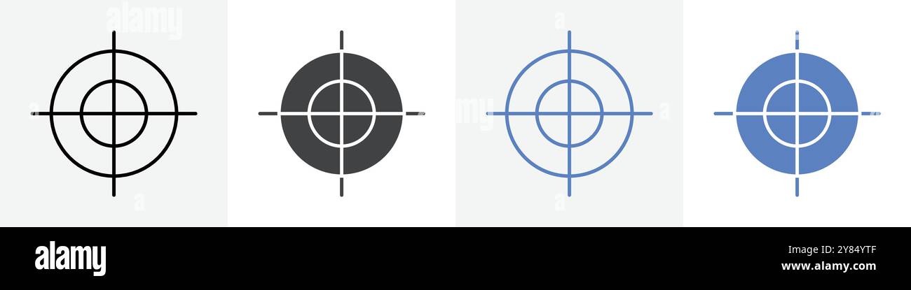 Target icon linear thin line icon graphics set black and white Stock ...