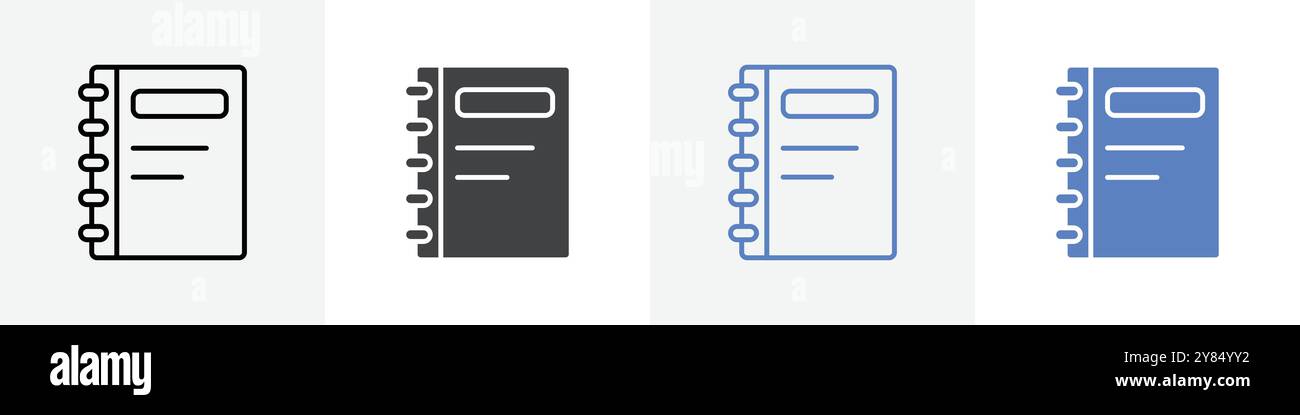 notebook icon linear thin line icon graphics set black and white Stock ...