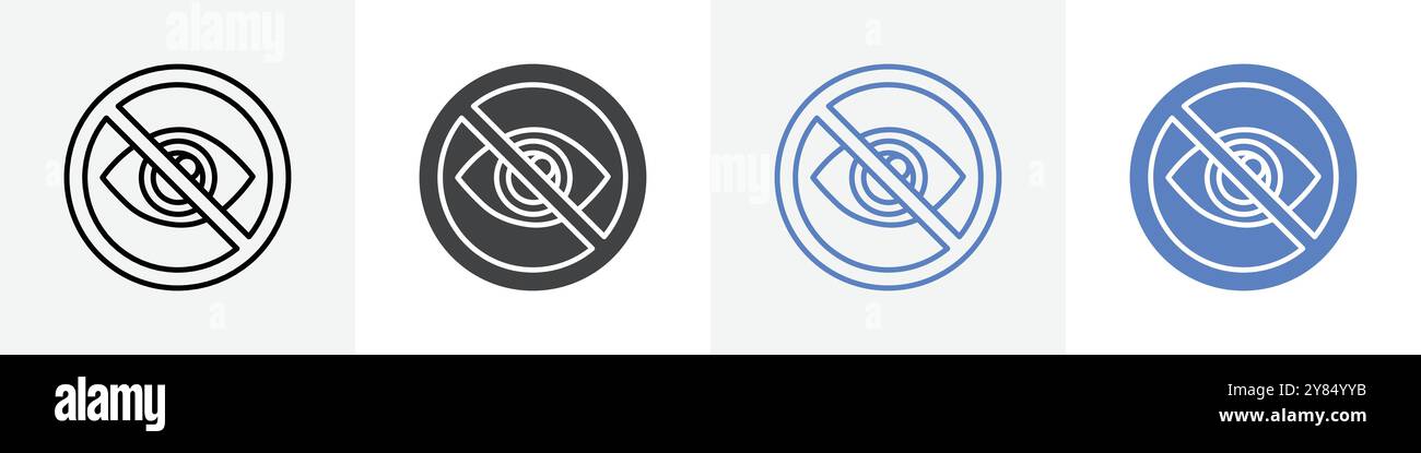 no sight icon linear thin line icon graphics set black and white Stock ...