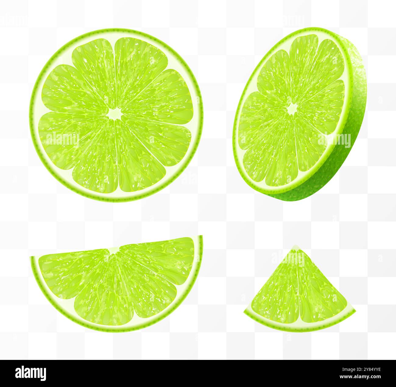 Green ripe lime slices isolated on transparent background. Tropical ...