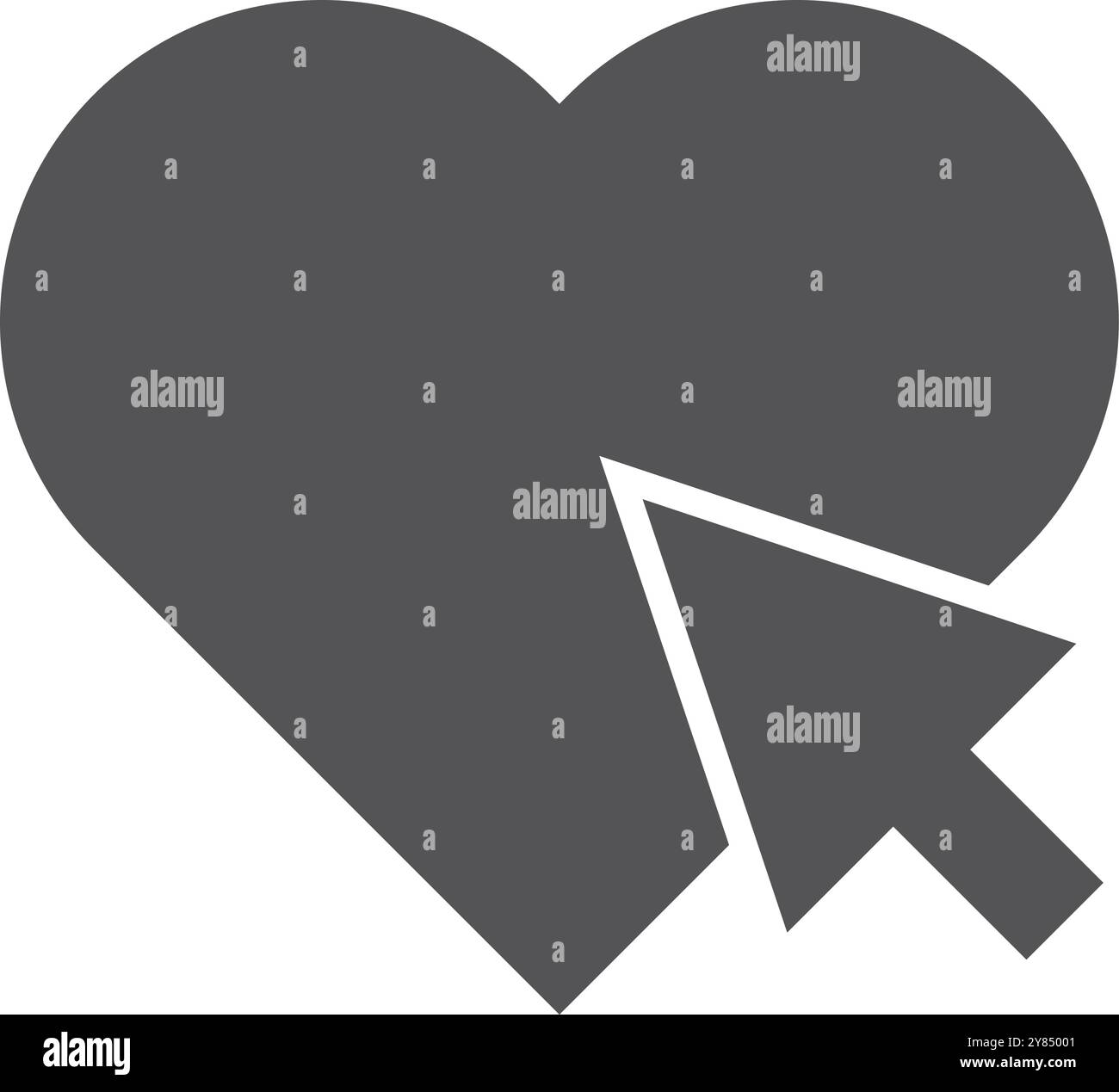 Heart with arrow pointer. Like button black icon Stock Vector Image ...