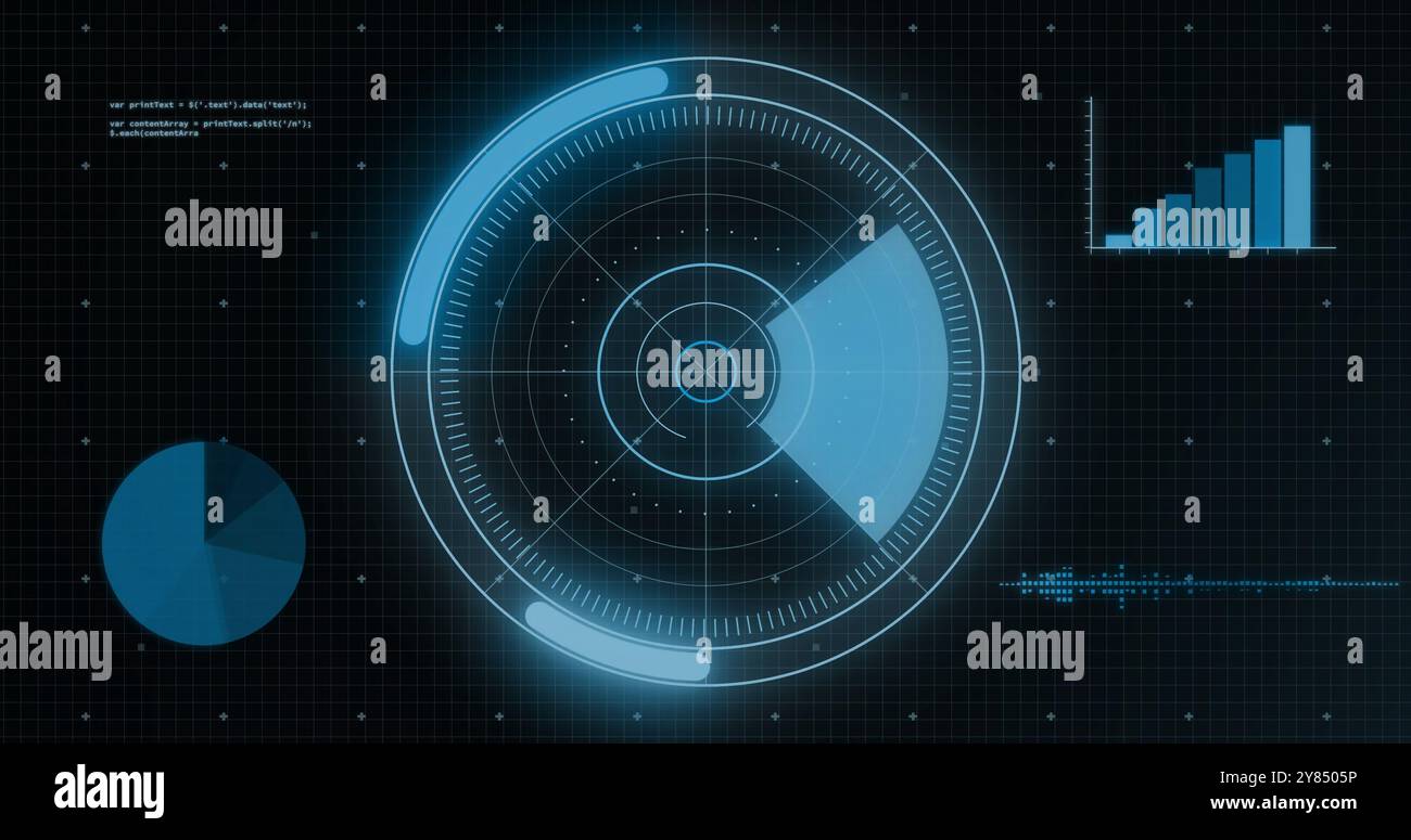 Image of data processing and scope over dark background Stock Photo - Alamy