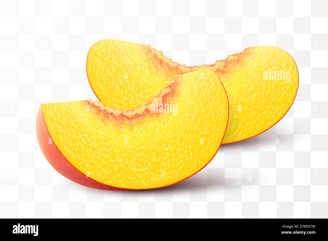 Ripe juicy slices of peach isolated on transparent background ...